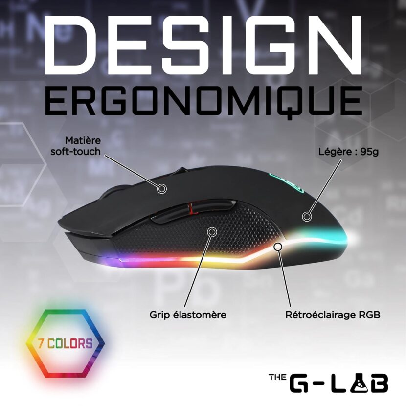 Wireless Souris Gamer Rechargeable 3200 – G-Lab-Xbox-Ps5-PC – Très Facile
