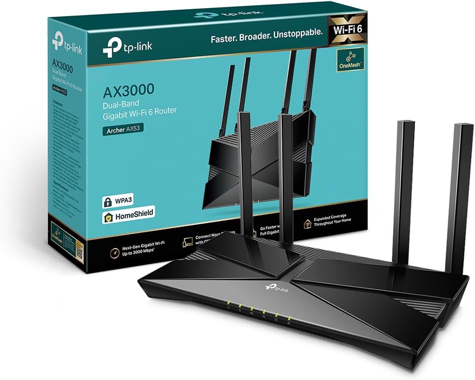 Routeur WiFi AX 3000 Mbps TP-Link Routeur, WiFi 6, 4 antennes à haute ...